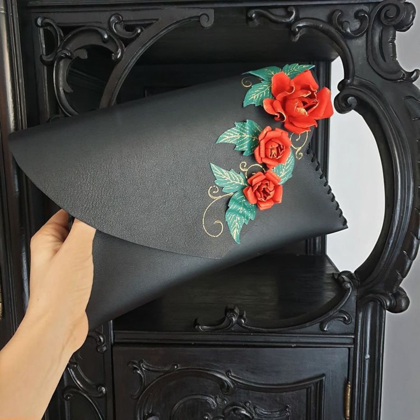 Red Roses Bagleather Roses Bagred Rose Purserose Lover - Etsy