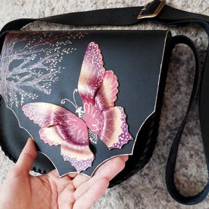 Butterfly Crossbody Bag,painted Crossbody Purse, Unique Leather Bag ...