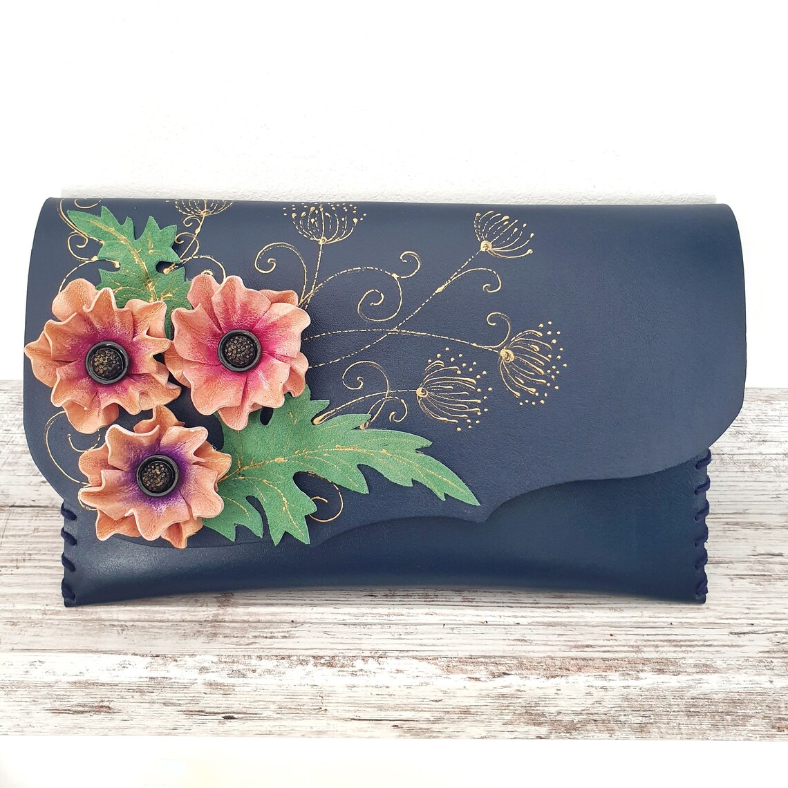 Floral Clutch Painted Clutch Pink Flowers Purse Floral Bag - Etsy