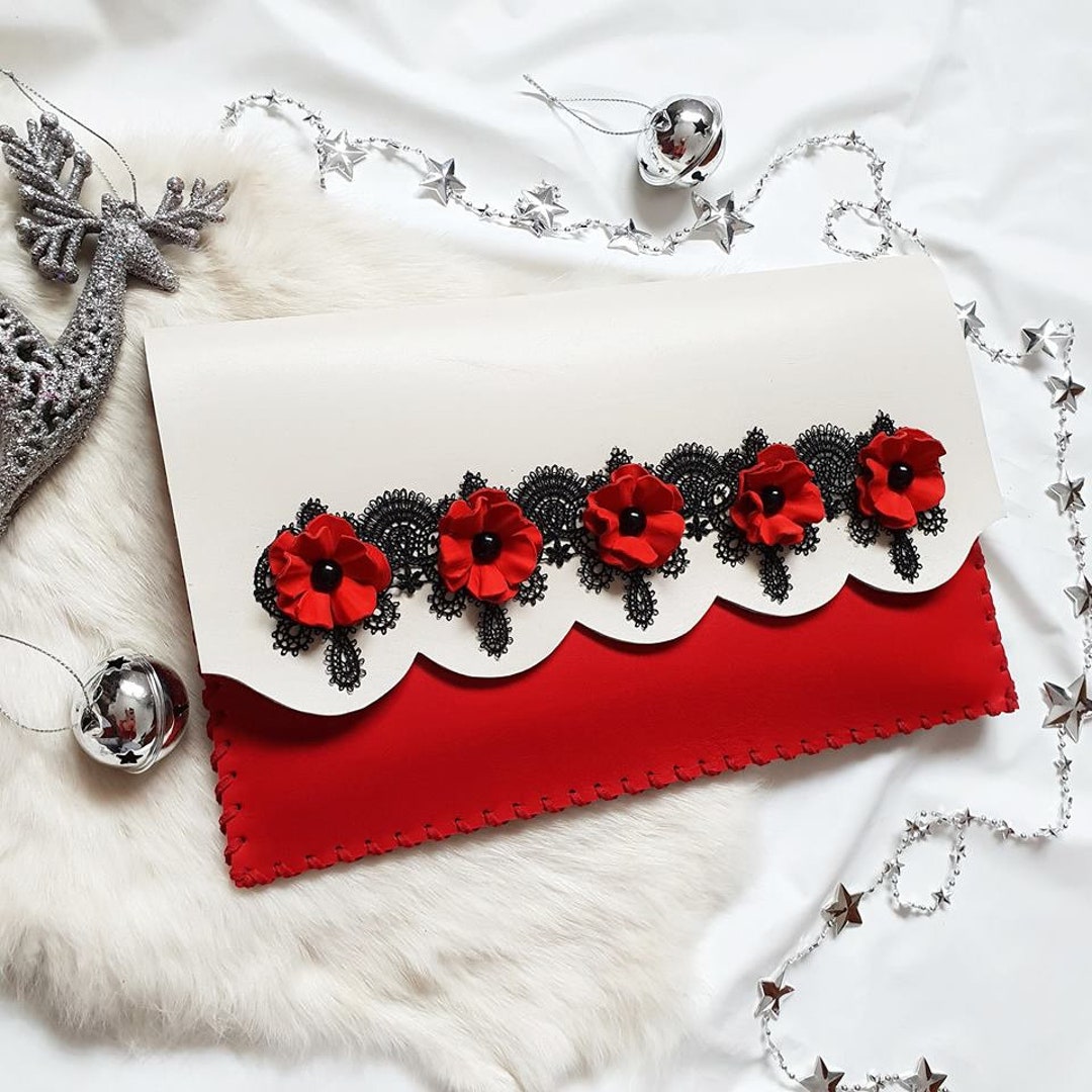 Christmas Bag, Red White Clutch, Tablet Bag, Christmas Gift, Elegant ...