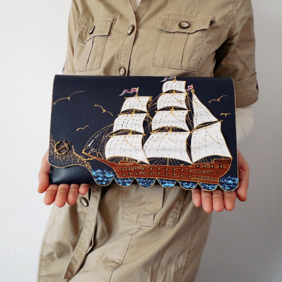 Nautical Bag, Nautical Leather Purse, Navi Bag, Nautical Gift, Nautical ...