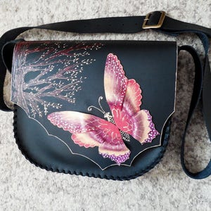 Butterfly Crossbody Bag,painted Crossbody Purse, Unique Leather Bag ...