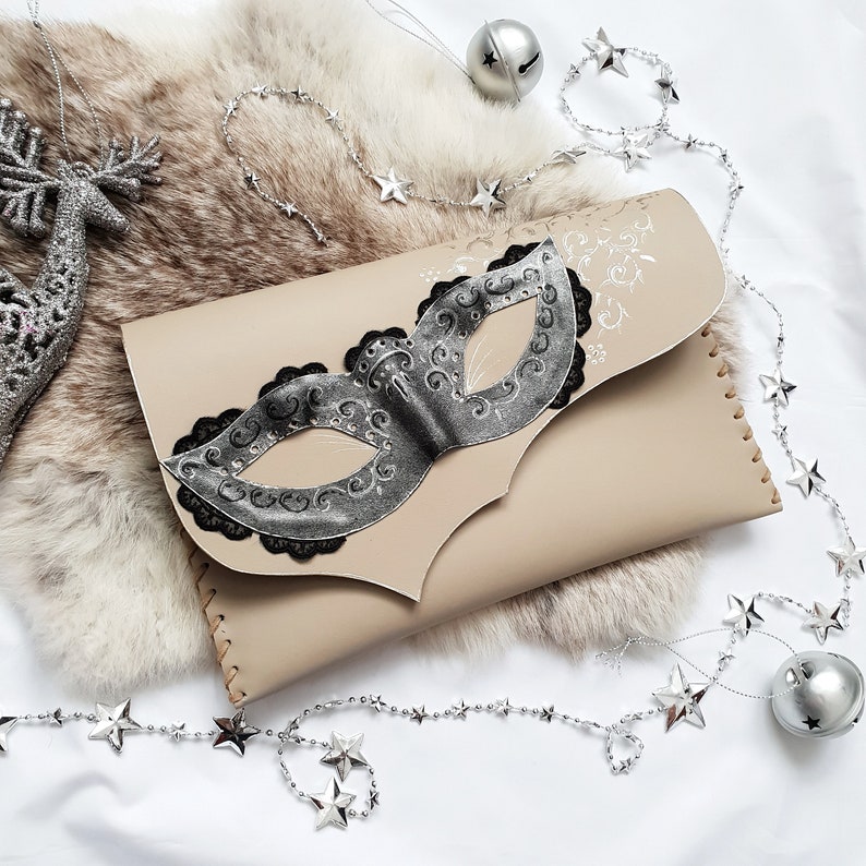 Mask Leather Clutch Christmas Bag Leather Mask Bag | Etsy