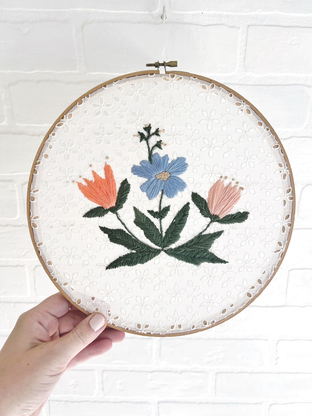 Lina Botanical Hand Stitched Embroidery on Vintage Cotton - Etsy