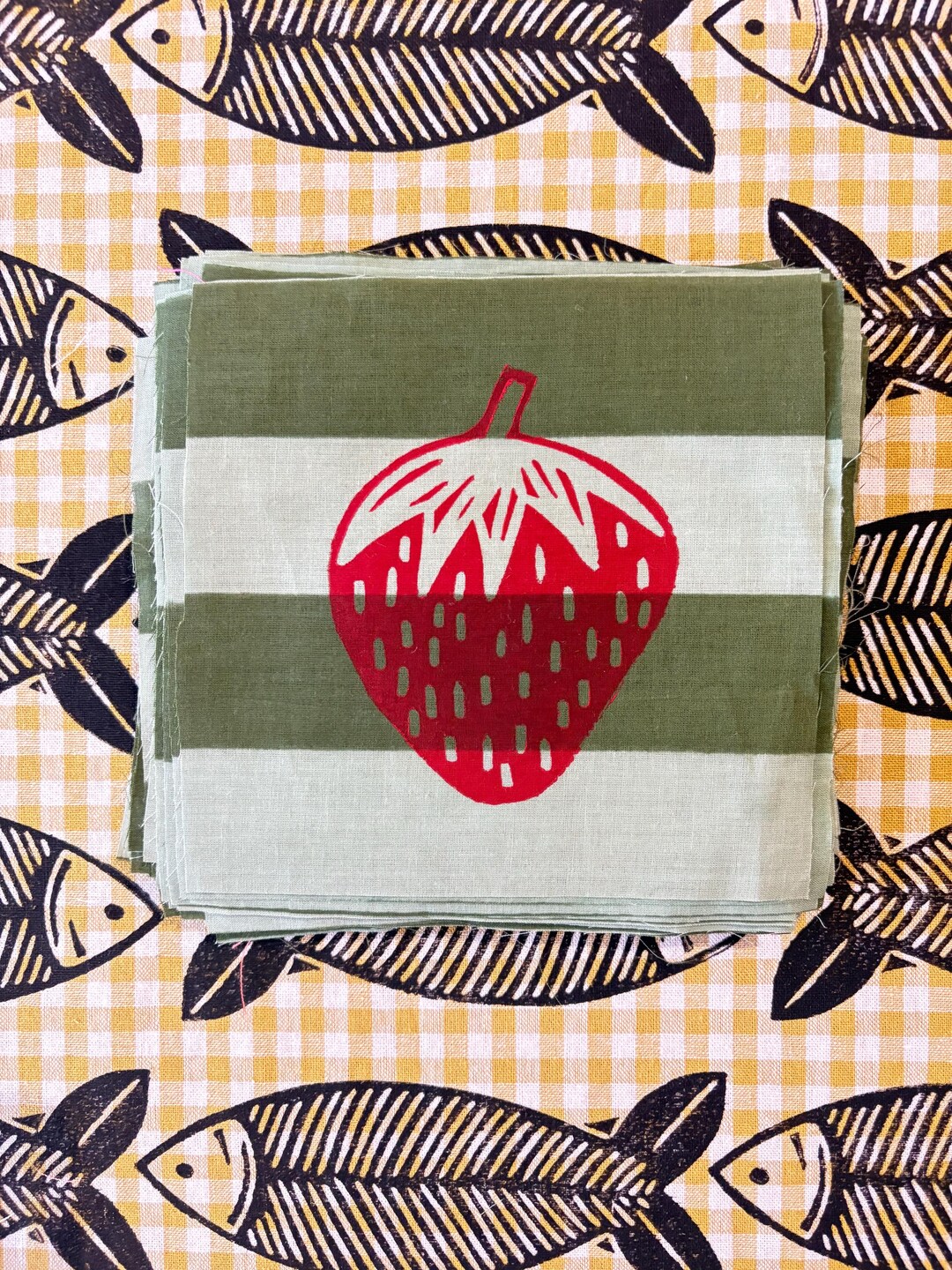 Striped Berry Block Print Patch - Etsy