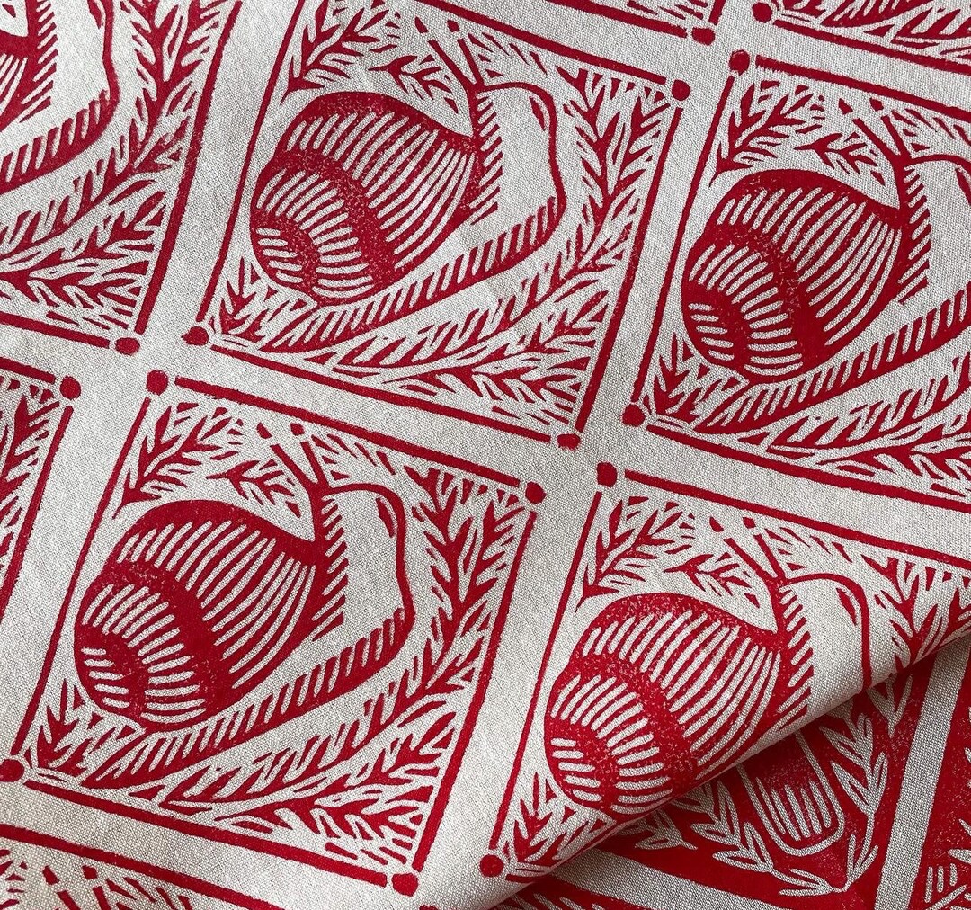 MADE TO ORDER Ships in 4-6 Weeks Snail Block Printed Linen Table Runner ...