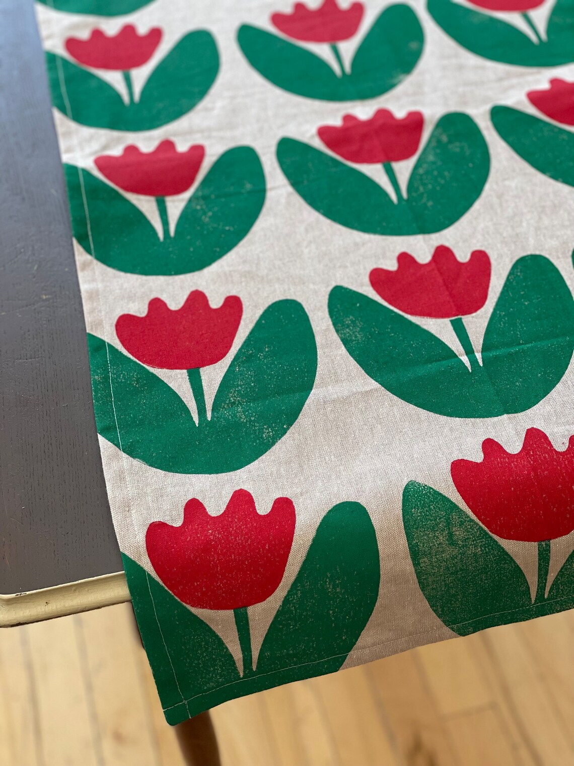 Made to Order Tulips Block Printed Linen Table Runner 16x70” - Etsy