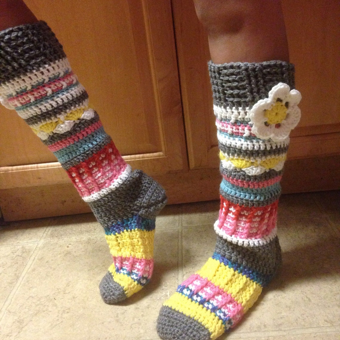 Knee High Flower Socks - Etsy