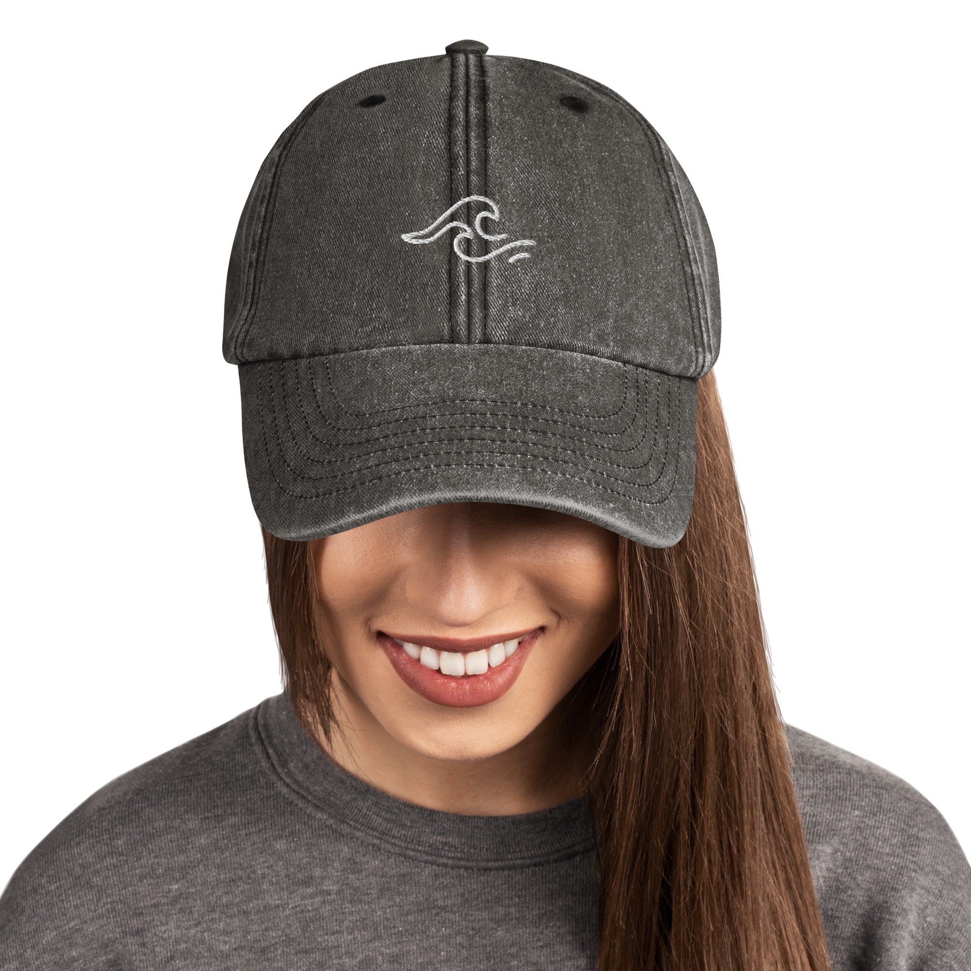 Denim Dad Hat Summer Beach Wave Vintage Hat Faded Denim Jean Baseball ...