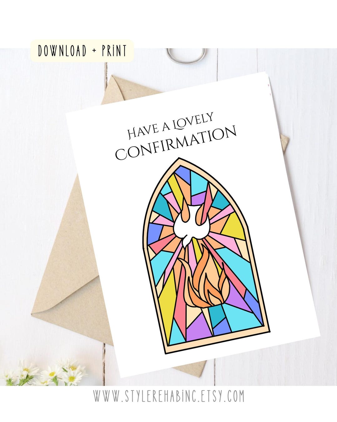 Digital Download Catholic Confirmation Card Stain Glass Window Easy ...