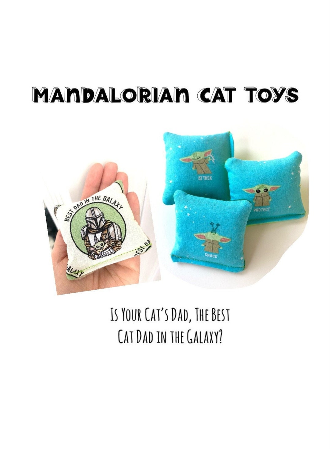 Cats Gift 4 Mandalorian Catnip Sachets Pillow Toys Fathers Day Pets ...