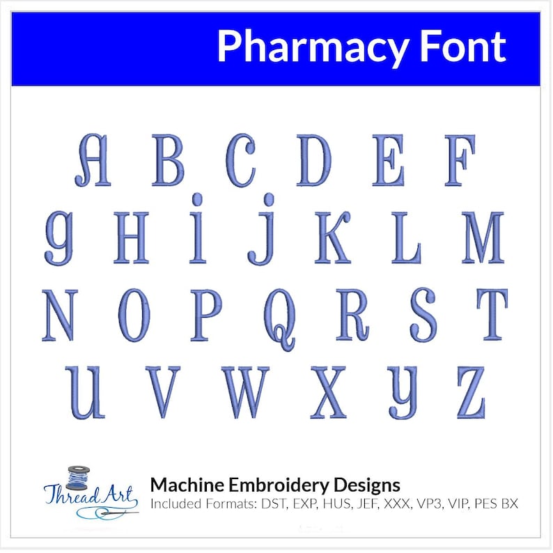 Pharmacy Font Machine Embroidery Design Set - Alphabet Letters Numbers ...