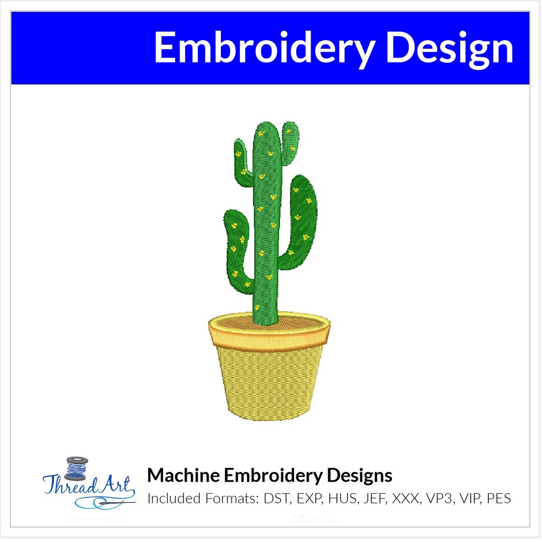 Cactus Garden Embroidery Design Instant Download Cute Desert Plant - 3 ...
