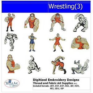 Machine Embroidery Design Set - Wrestling(3) - 12 Designs - 9 Formats ...