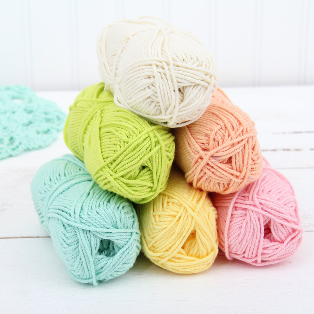 100% Pure Cotton Crochet Yarn - 30 Colors Available - 50 Gram Skeins ...