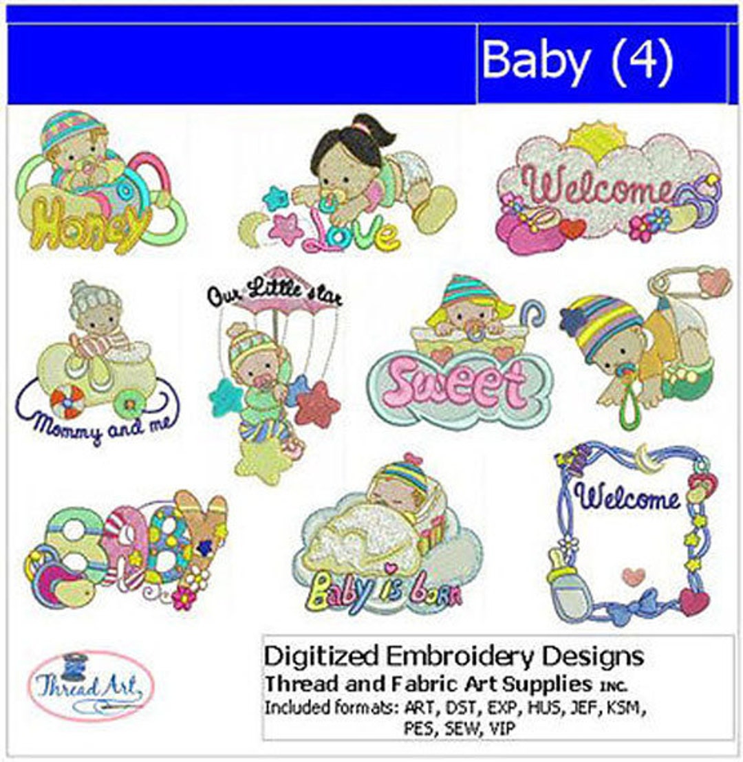 Machine Embroidery Design Set - Baby(4) - 10 Designs - 9 Formats ...