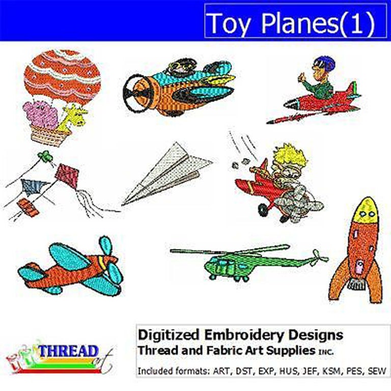 Machine Embroidery Design Set - Toy Planes(1) - 9 Designs - 9 Formats ...