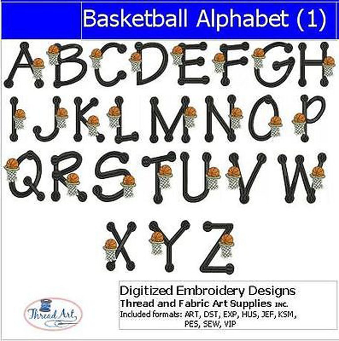 Basketball Font Machine Embroidery Design Set - Basketball Alphabet ...