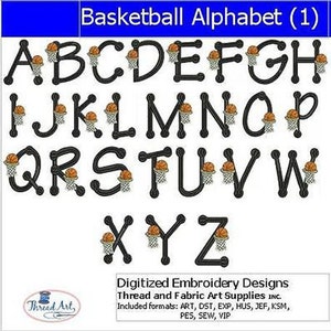 Basketball Font Machine Embroidery Design Set - Basketball Alphabet ...