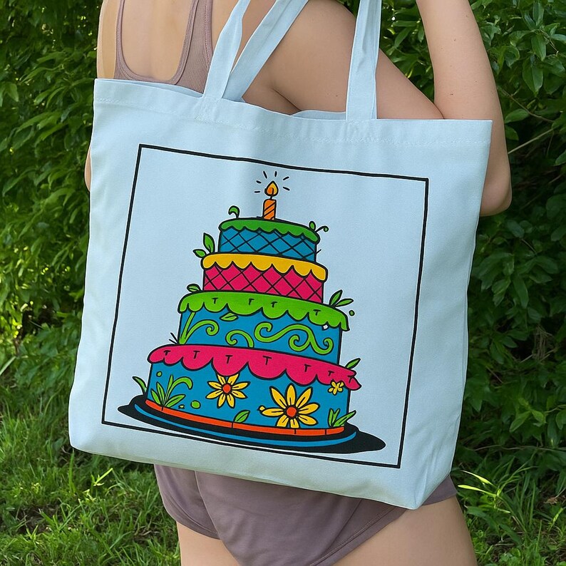 Color Your Own Tote Bag - Cake Design - Tote Bag and Fabric Marking ...