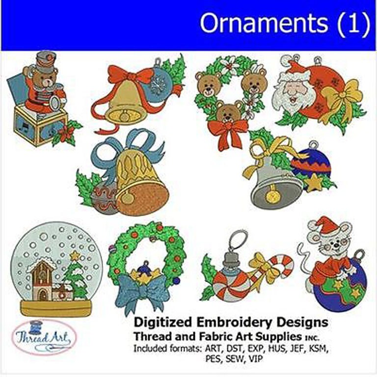 Machine Embroidery Design Set - Ornaments (1) - 10 Designs - 9 Formats ...