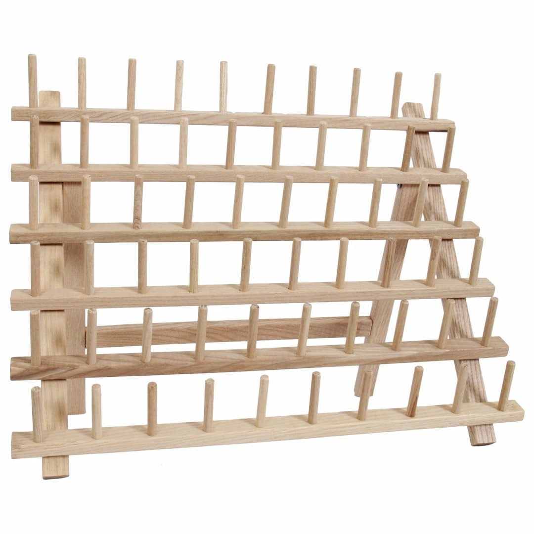 Mini Mega Sized Wood Thread Rack - Holds 60 Spools Sewing Thread ...