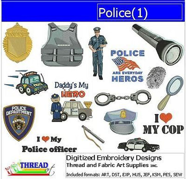 Machine Embroidery Design Set Police1 15 Designs 9 - Etsy
