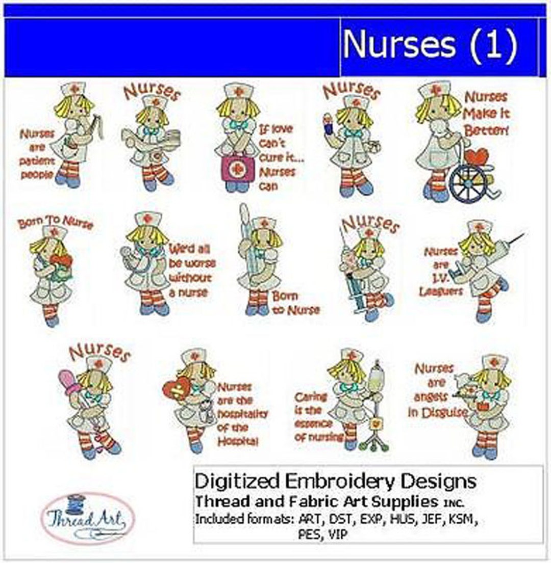 Machine Embroidery Design Set - Nurses(1) - 14 Designs - 9 Formats ...