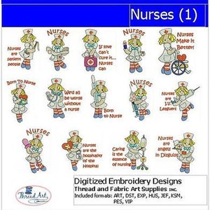 Machine Embroidery Design Set - Nurses(1) - 14 Designs - 9 Formats ...