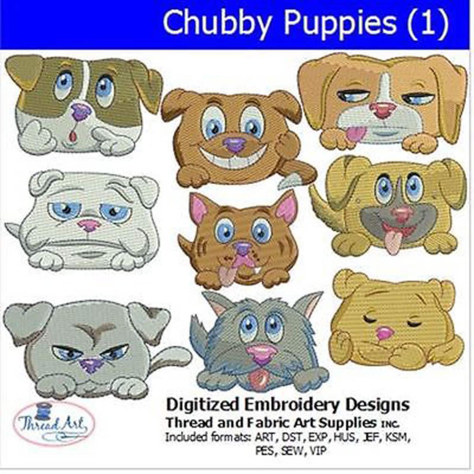 Machine Embroidery Design Set Chubby Puppies1 9 Designs | Etsy