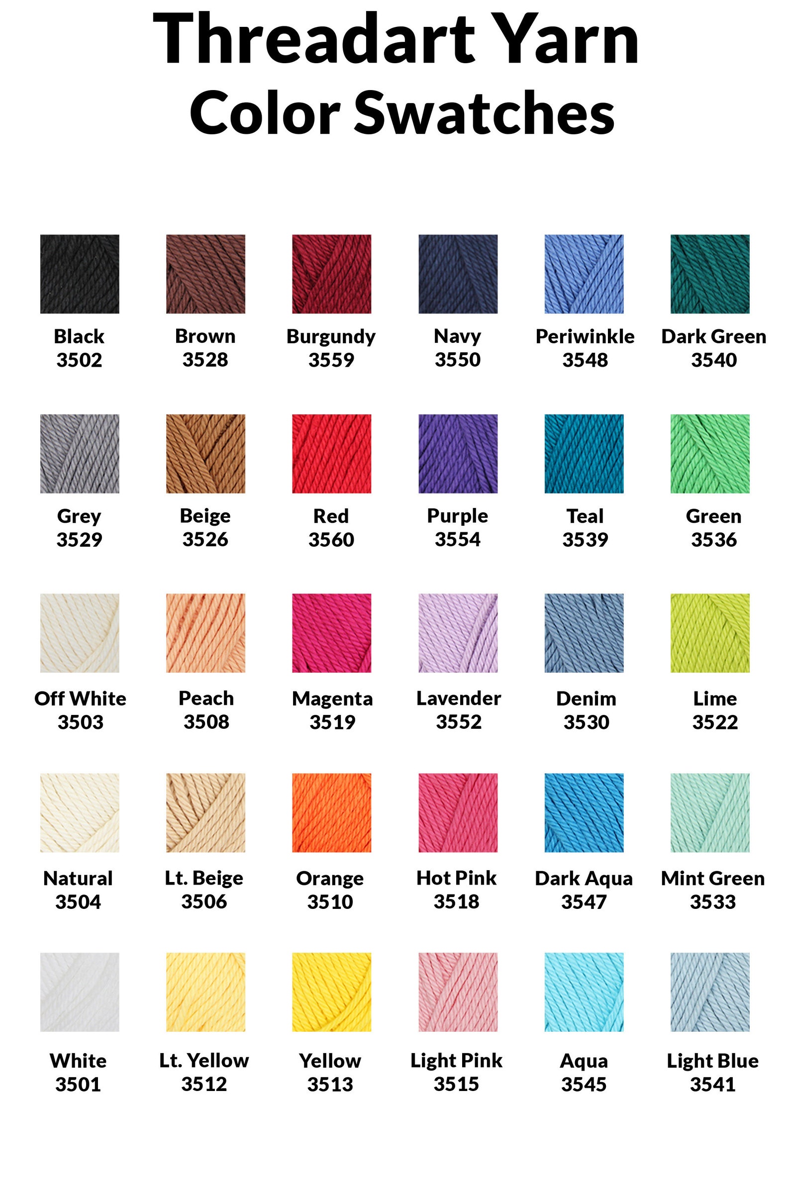 100% Pure Cotton Crochet Yarn - 30 Colors Available - 50 Gram Skeins ...