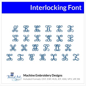 Interlocking Font Machine Embroidery Design Set - Monogramming Alphabet ...