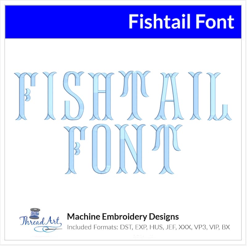 Fishtail Embroidery Font - Etsy