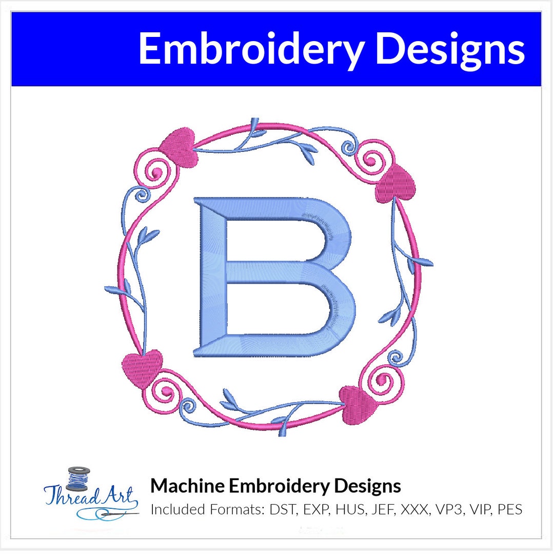 Heart Monogram Frame Embroidery Design Instant Download - 3 Sizes - 8 ...