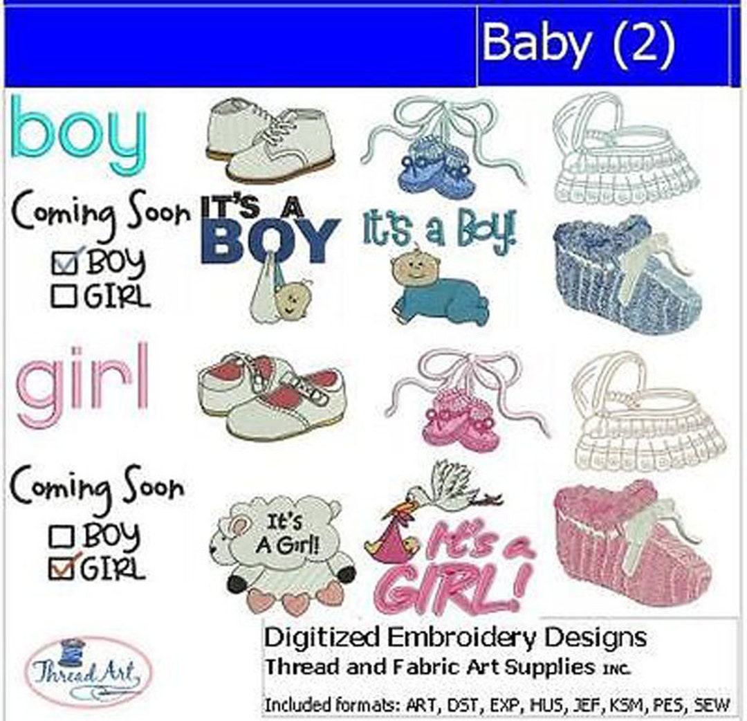 Machine Embroidery Design Set - Baby(2) - 16 Designs - 9 Formats ...