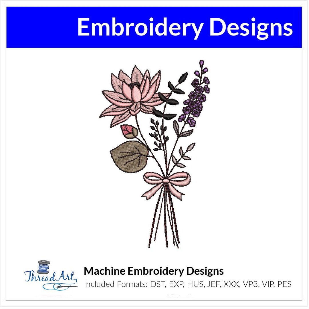 July Flower Bouquet Embroidery Design Instant Download Cute Birth Month ...