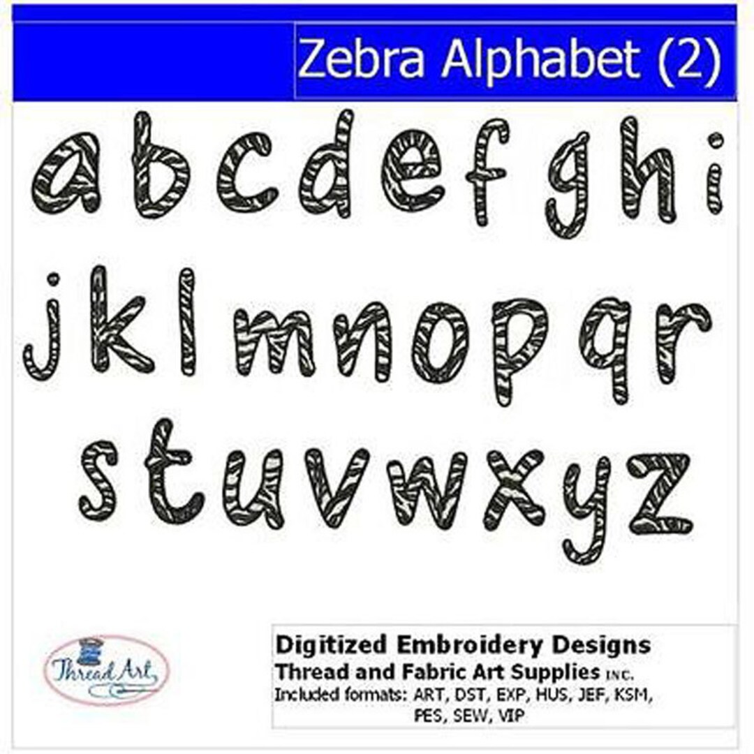Zebra Lowercase Font - Machine Embroidery Design Set -zebra Alphabet(2 ...