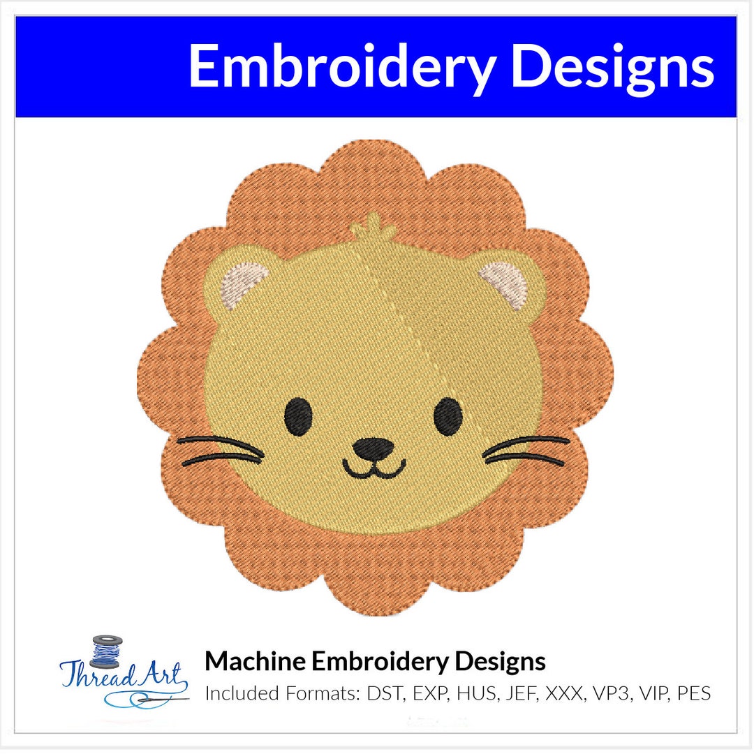 Cute Lion Face Embroidery Design Instant Download Cute Kids Design - 3 ...