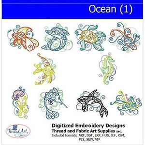 Machine Embroidery Design Set - Ocean(1) - 10 Designs - 9 Formats ...