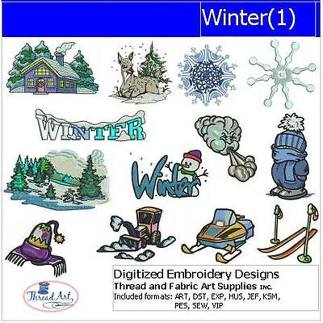 Machine Embroidery Design Set - Winter(1) - 13 Designs - 9 Formats ...