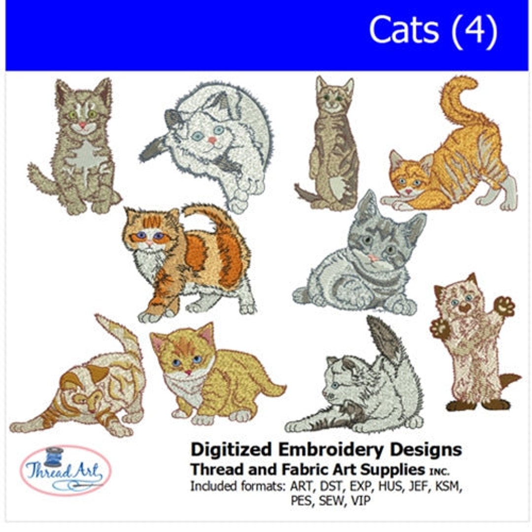 Machine Embroidery Designs - Cats(4) - 8 Machine File Formats ...