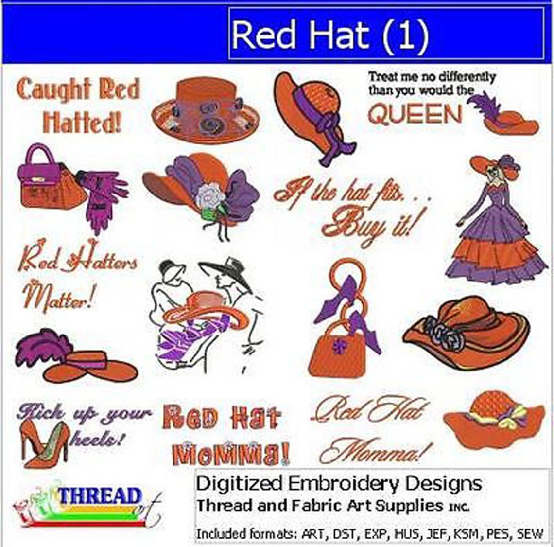 Machine Embroidery Design Set Red Hat1 17 Designs 9 - Etsy
