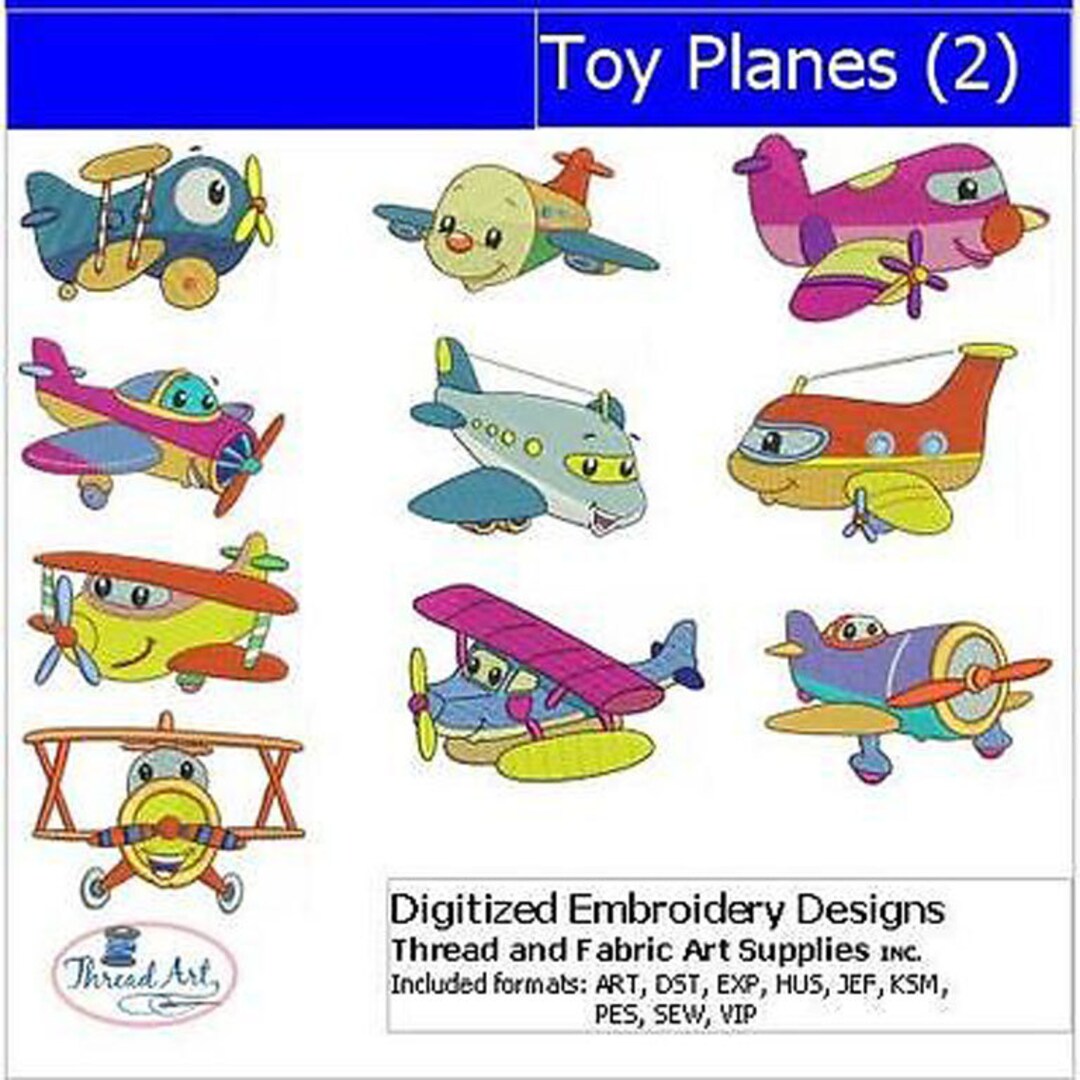 Machine Embroidery Design Set - Toy Planes(2) - 10 Designs - 9 Formats ...