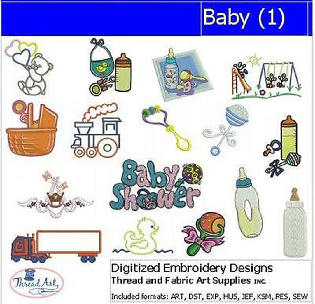 Machine Embroidery Design Set - Baby(1) - 16 Designs - 9 Formats ...