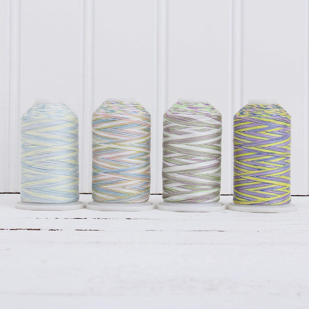 Cotton Variegated Thread Set - 4 Cone Collection of Multicolor Pastel ...