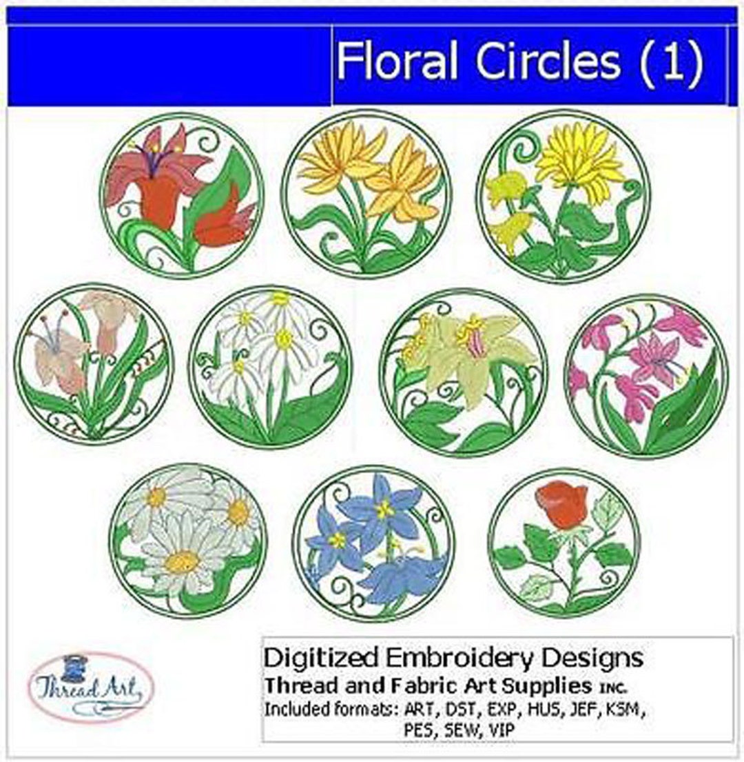 Flowers Machine Embroidery Design Set - Floral Circles(1) - 10 Designs ...