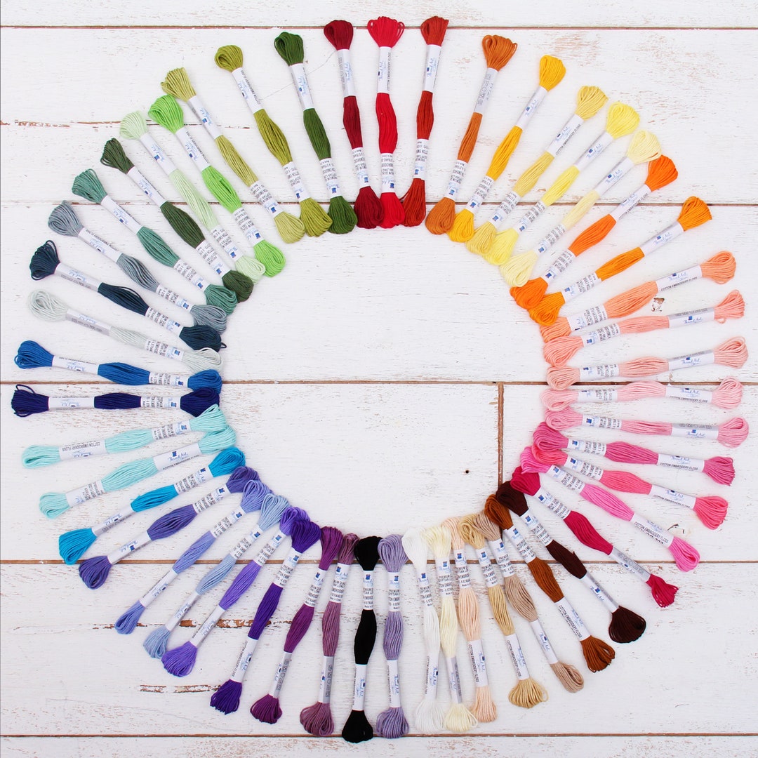 Premium Cotton Embroidery Floss Set in 50 Different Beautiful Colors ...
