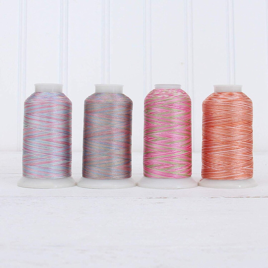 Multicolor Polyester Embroidery Thread Set - 4 Pastel Shades Variegated ...
