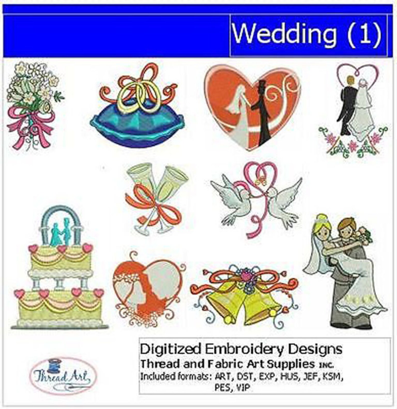 Machine Embroidery Design Set Wedding1 10 Designs 9 | Etsy
