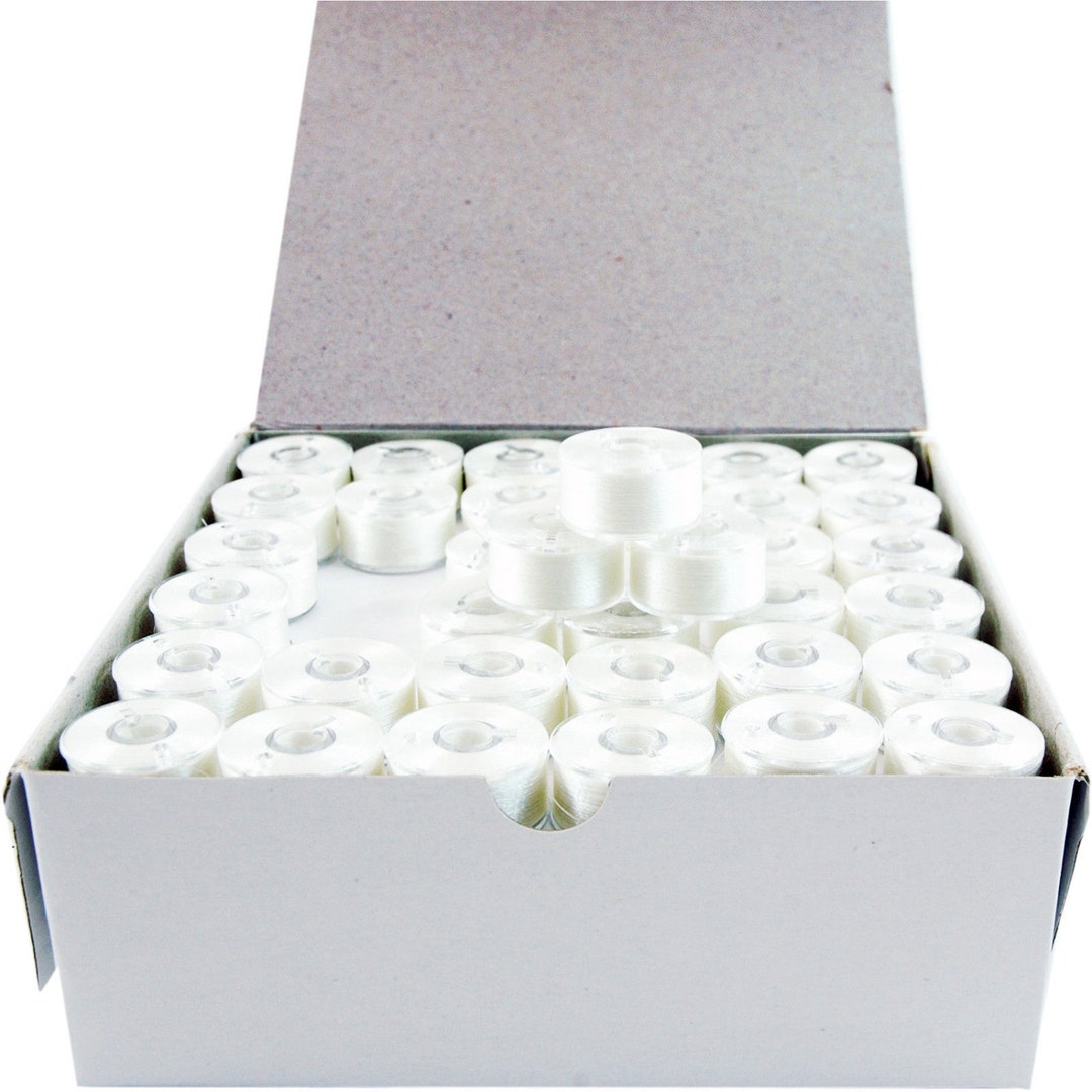 Threadart Prewound Embroidery Thread Bobbins- 144 Count per Box - White ...